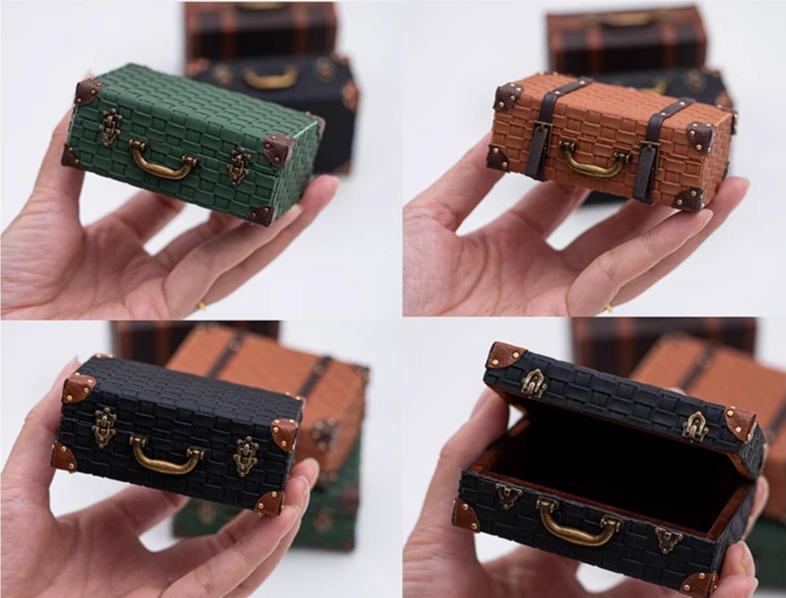 1:6 Dollhouse Miniature Mini Simulation Suitcase Retro Woven Handbag ...