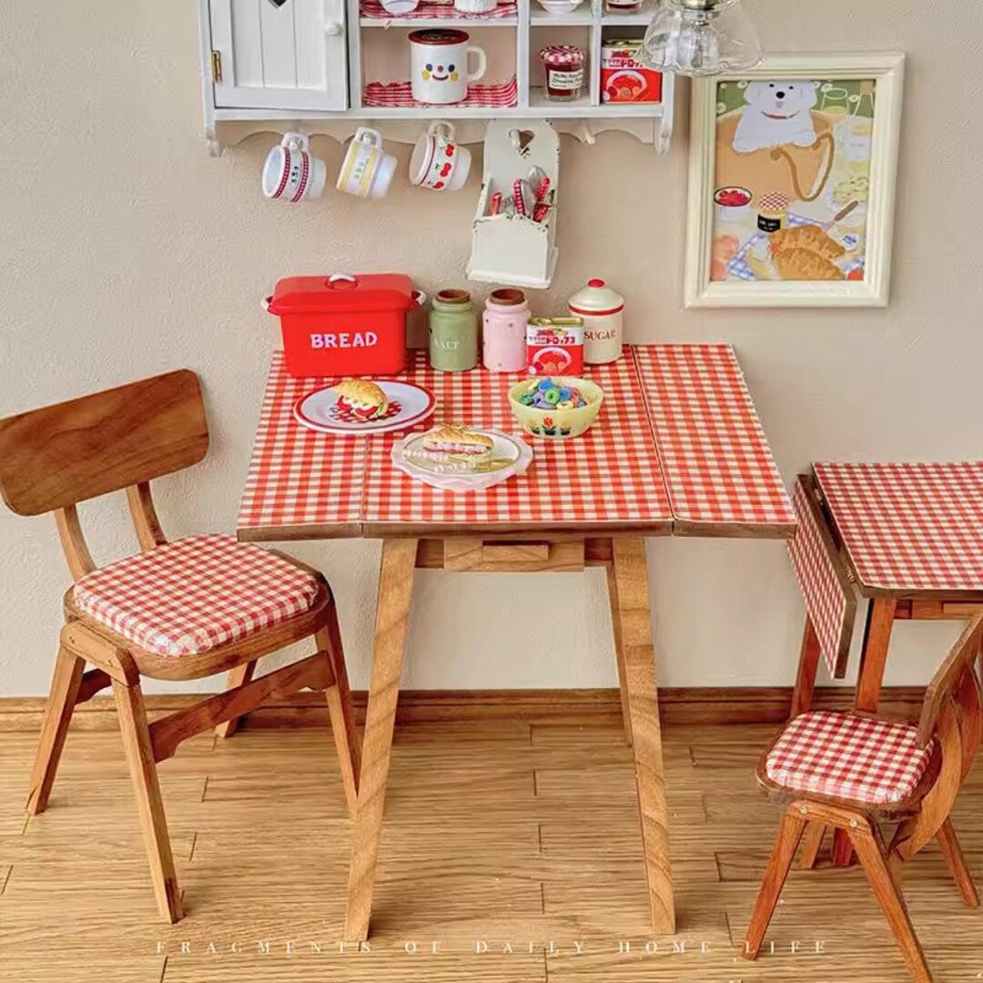 1:6 Dollhouse Miniature Mini Simulation Retro Folding Square Table ...
