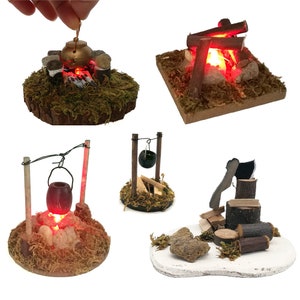 1:12 Dollhouse Miniature Mini Simulation Wooden Bonfire/hanging Furnace ...