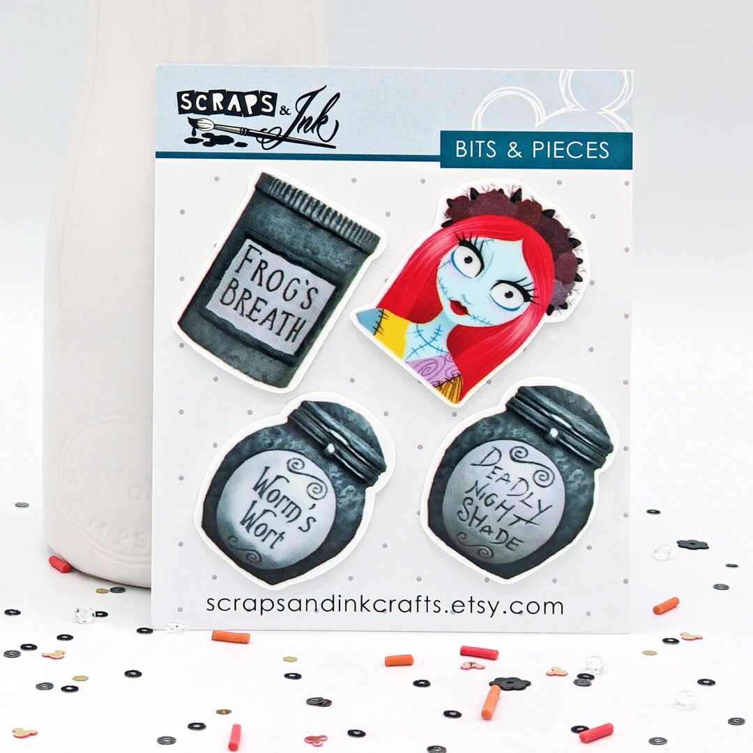 SALLY'S POTIONS Set of 4 Printed Acrylic Embellishments for Disney/nbc ...