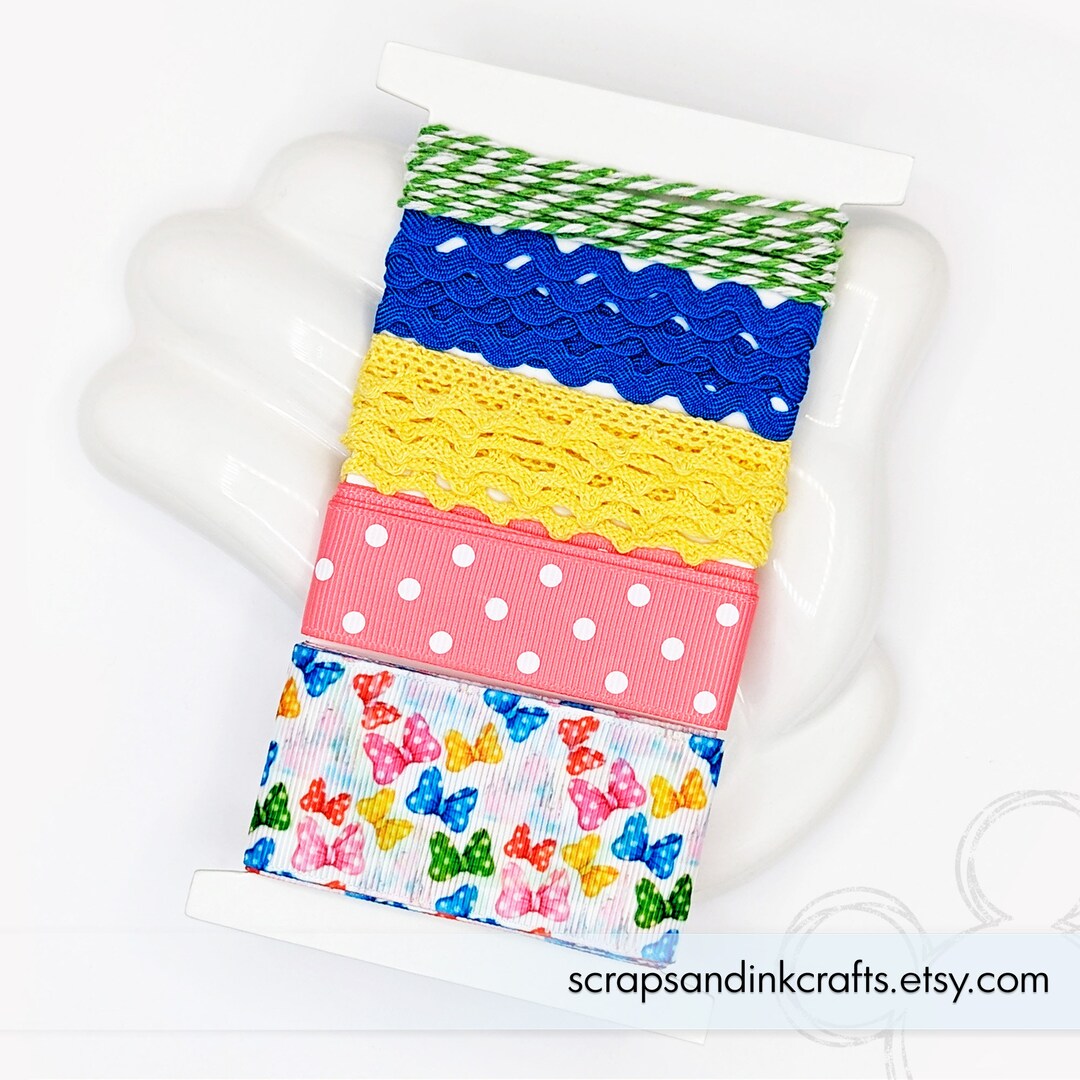 POLKA DOT BOWS Set of 5 Coordinating Ribbons & Trim for Disney-inspired ...