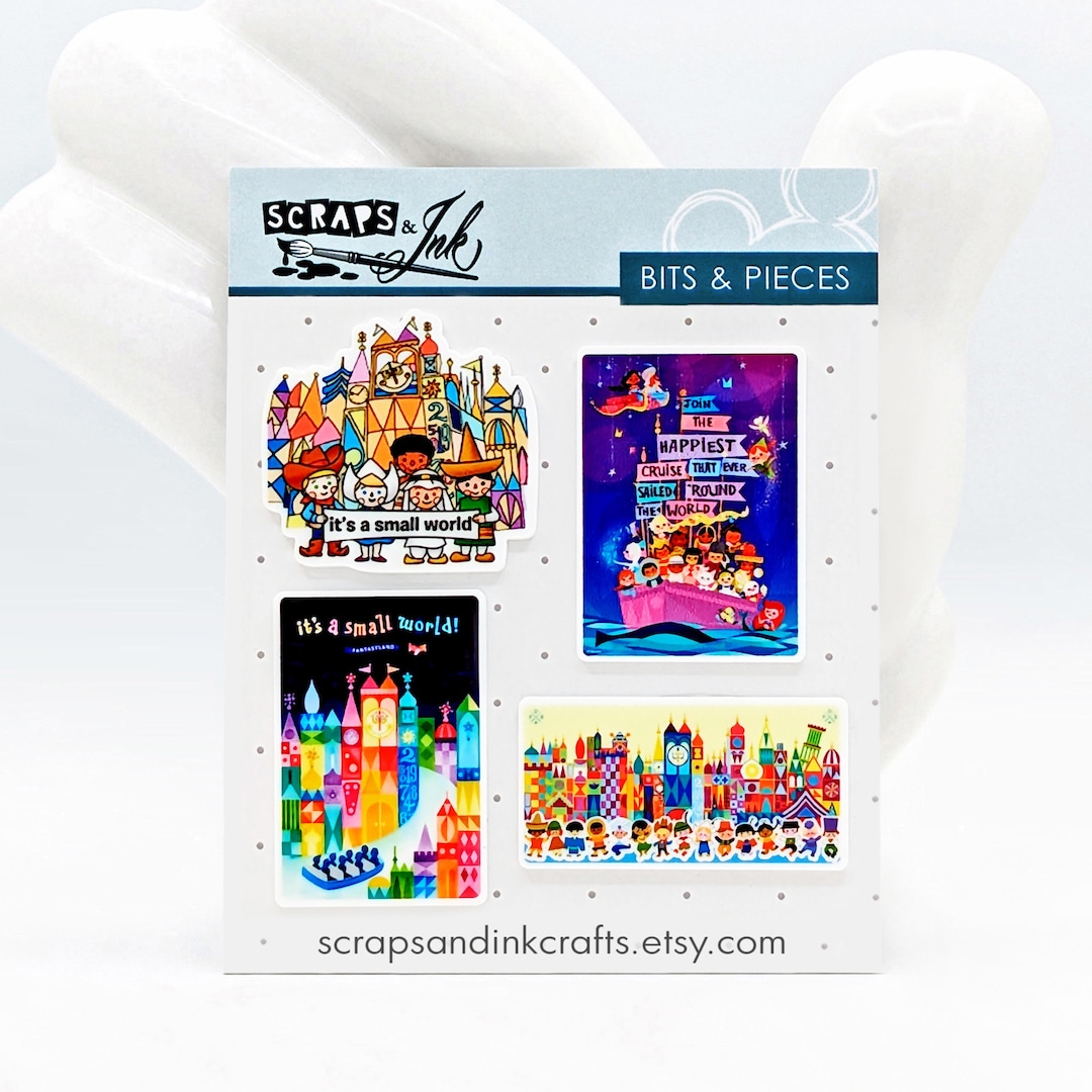 SMALL WORLD #2 Set of 4 Acrylic Embellishments for Disney-themed Crafts ...