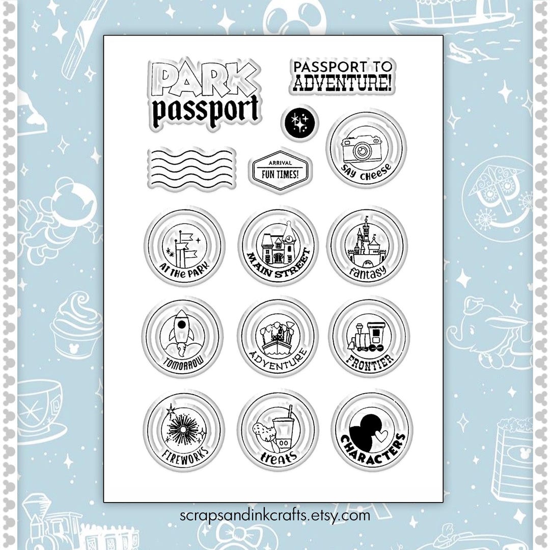 PARK PASSPORT Disney-inspired Clear Cling Mount Stamp Set for ...
