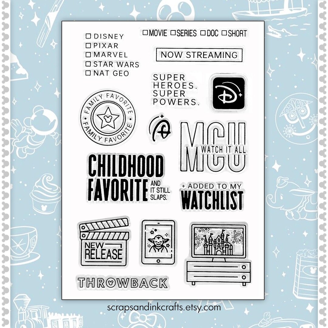 WATCH LIST Clear Cling Mount Stamp Set for Disney-inspired Papercrafts ...
