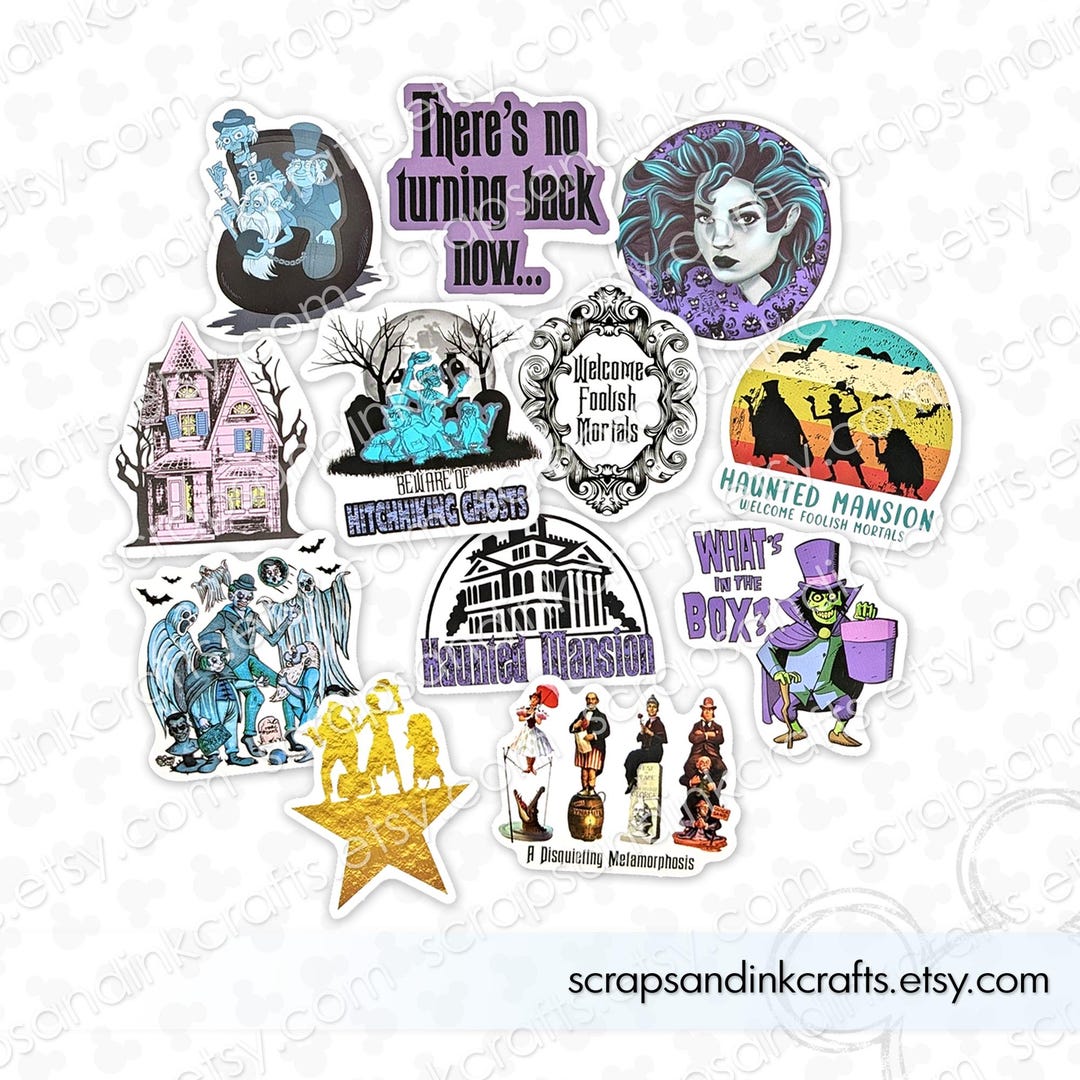HAUNTED MANSION STICKERS Set 3 Set of 12 Water-resistant Stickers for ...