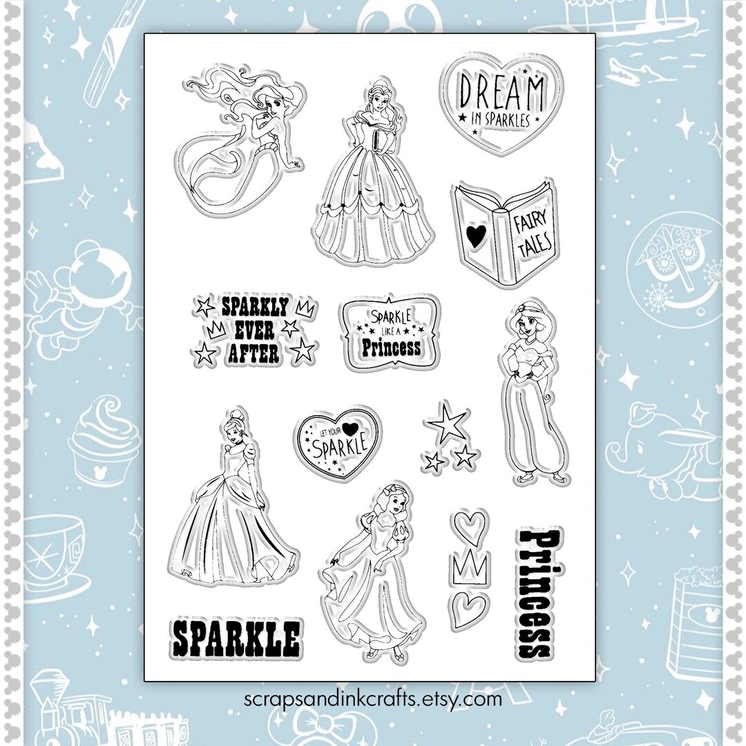 SPARKLE PRINCESS Clear Cling Mount Stamp Set for Disney-inspired ...