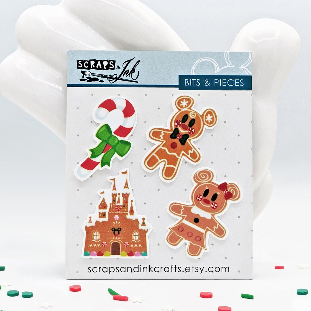 GINGERBREAD CASTLE Set of 4 Printed Acrylic Embellishments for Disney ...