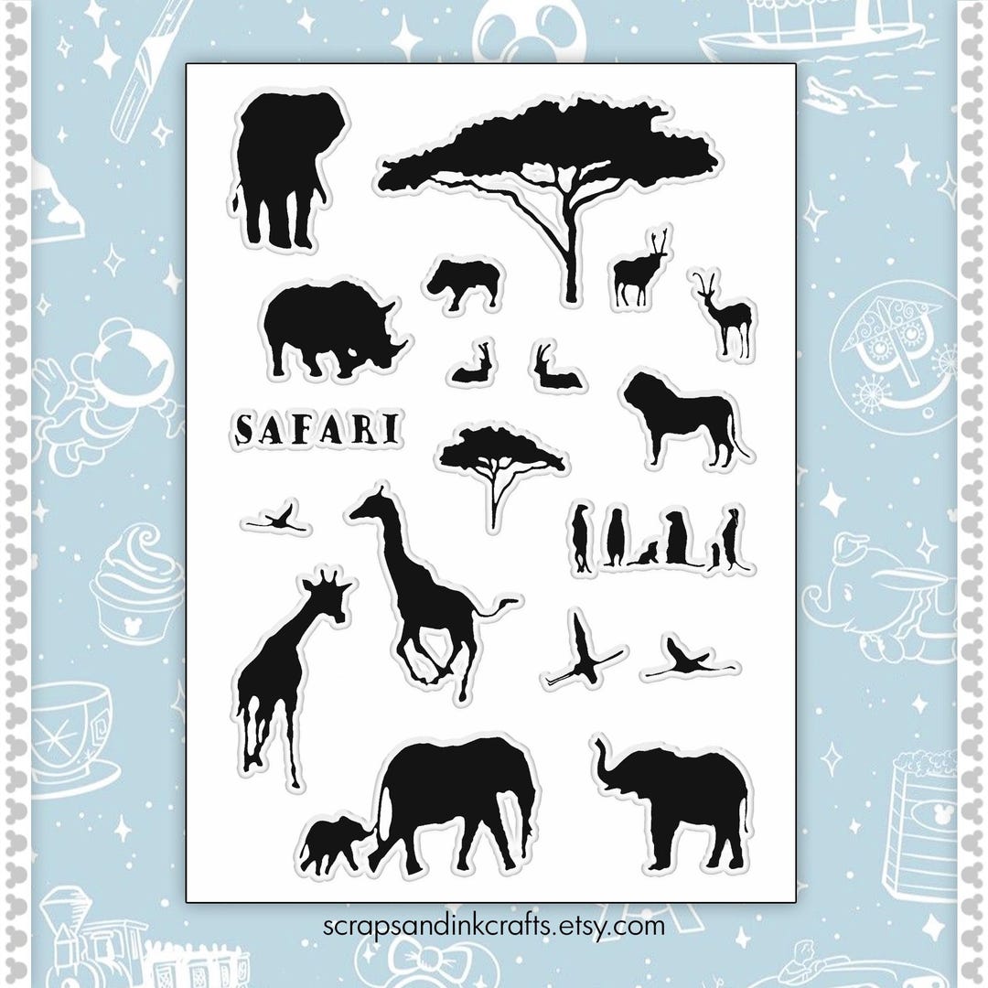 SAFARI Clear Cling Mount Stamp Set for Papercrafts, Gifts, Party & Home ...