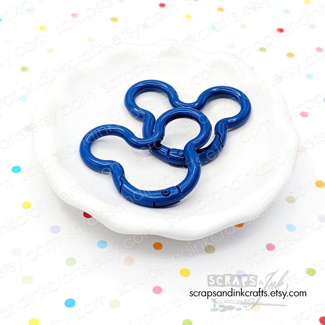 MOUSE CARABINER CLIPS Set of 2 Royal Blue Spring Gate Clasp Connectors ...