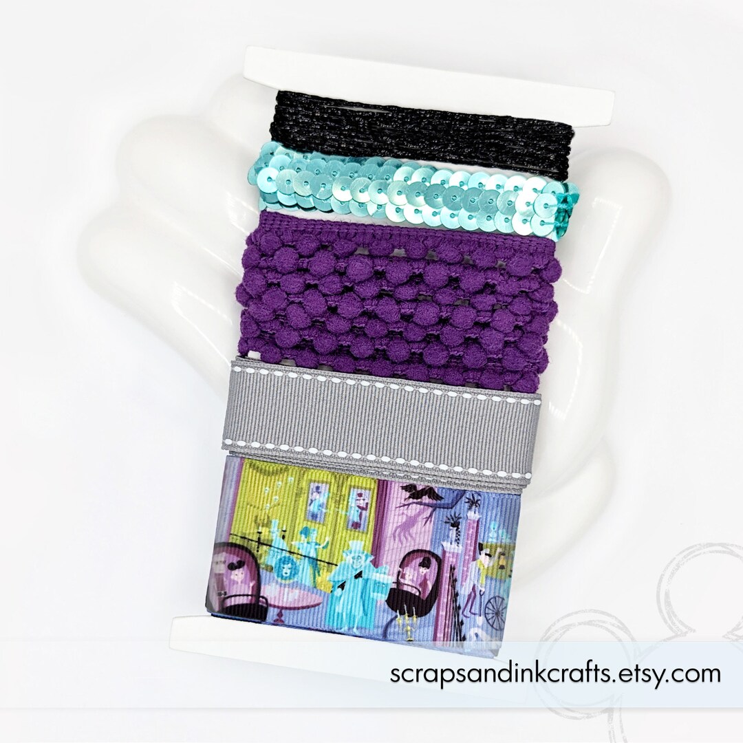 HAUNTED MANSION 2 Set of 5 Coordinating Ribbons & Trim for Disney ...