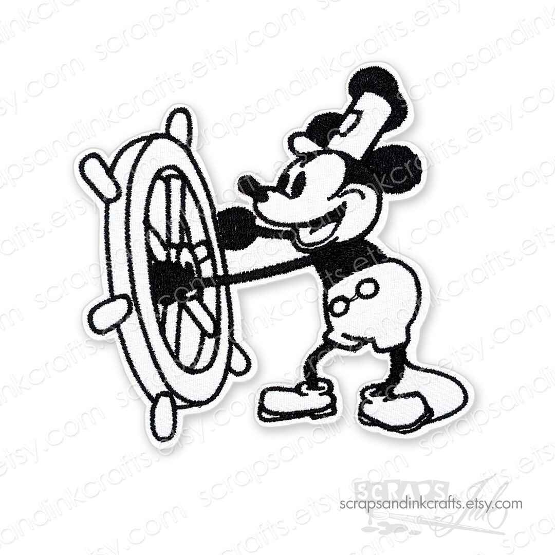 STEAMBOAT WILLIE Embroidered Iron-on Patches for Crafts, Clothing, Hats ...