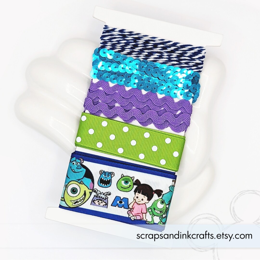 MONSTERS Set of 5 Coordinating Ribbons & Trim for Disney-inspired ...