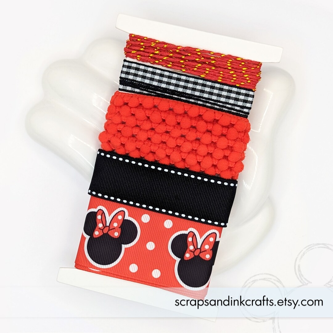 MINNIE 1 Set of 5 Coordinating Ribbons & Trim for Disney-inspired ...