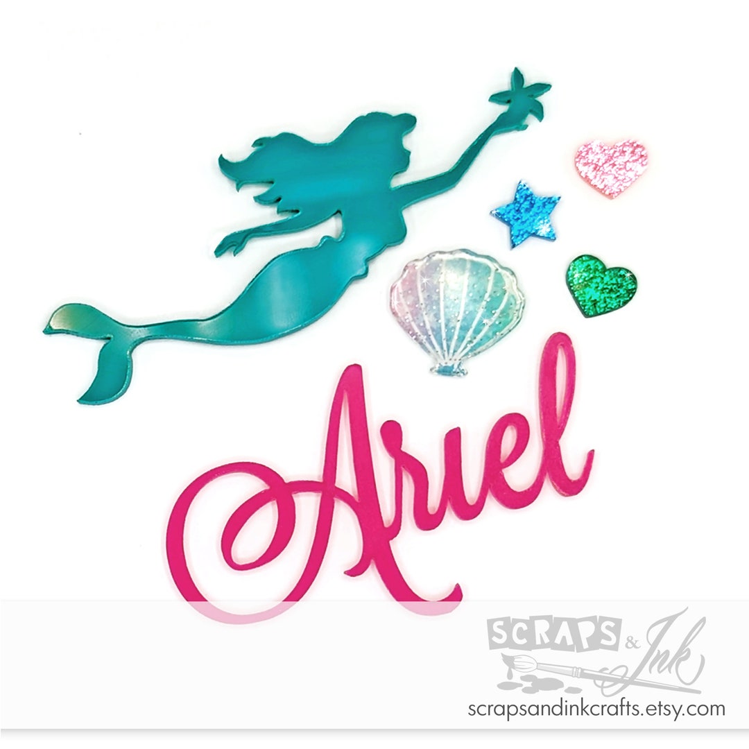 LITTLE MERMAID Set of 6 Laser-cut Acrylic Embellishments for Crafts ...