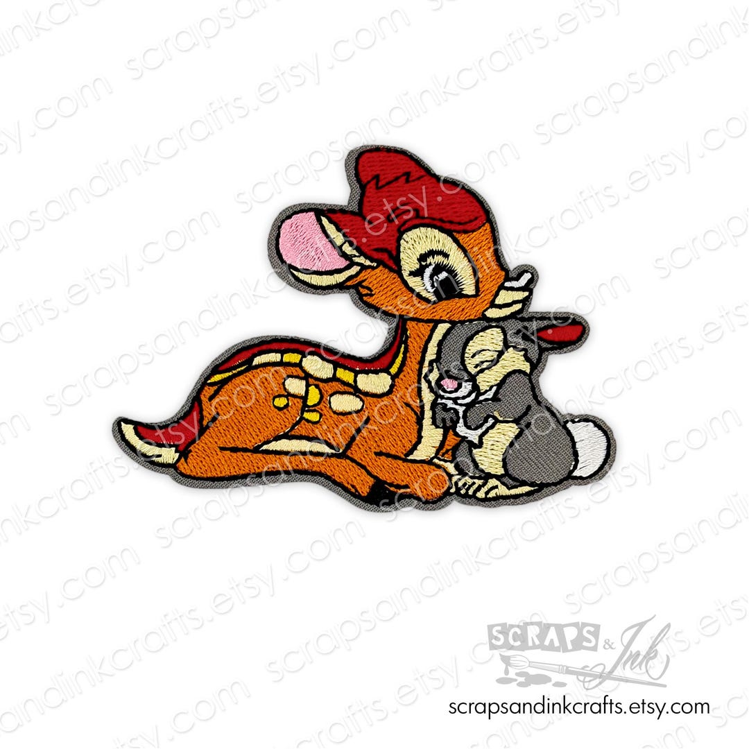 BAMBI & THUMPER Embroidered Iron-on Patch for Crafts, Hats, Gifts ...