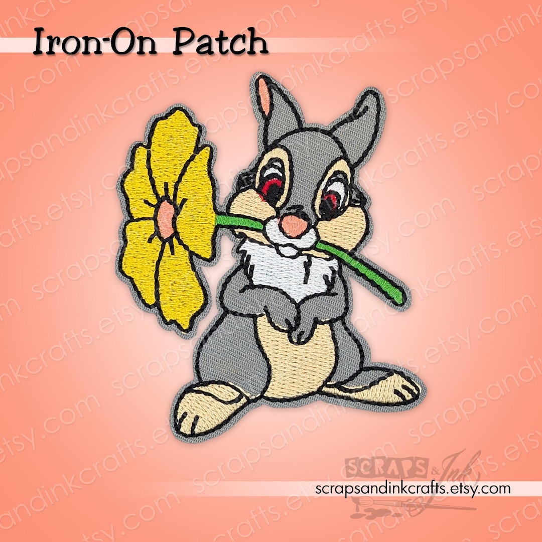 THUMPER With BLOSSOM Embroidered Iron-on Patch for Crafts, Hats, Gifts ...