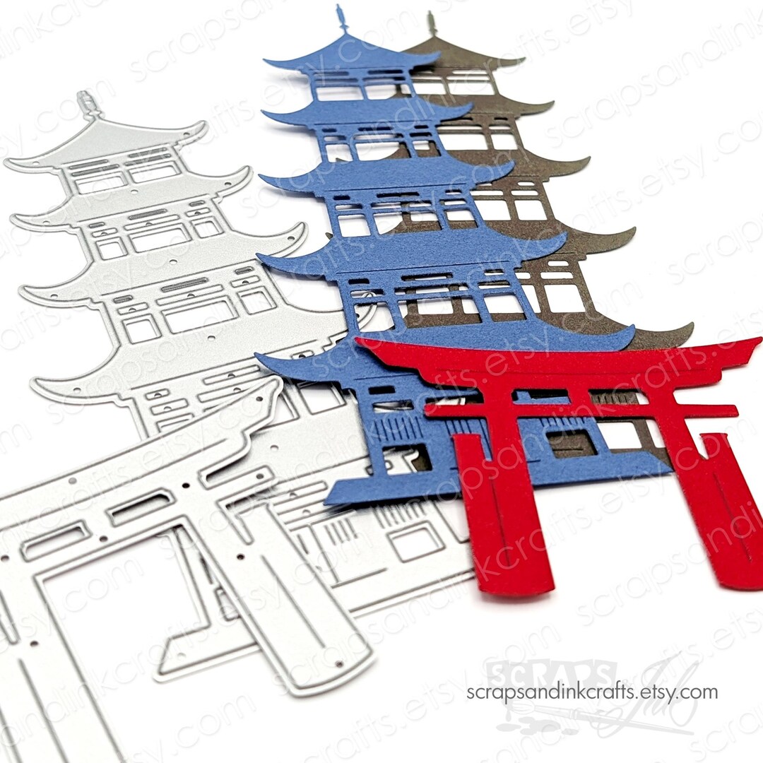 JAPAN EPCOT PAVILION Pagoda & Torii Gate Set of 2 Metal Cutting Dies ...