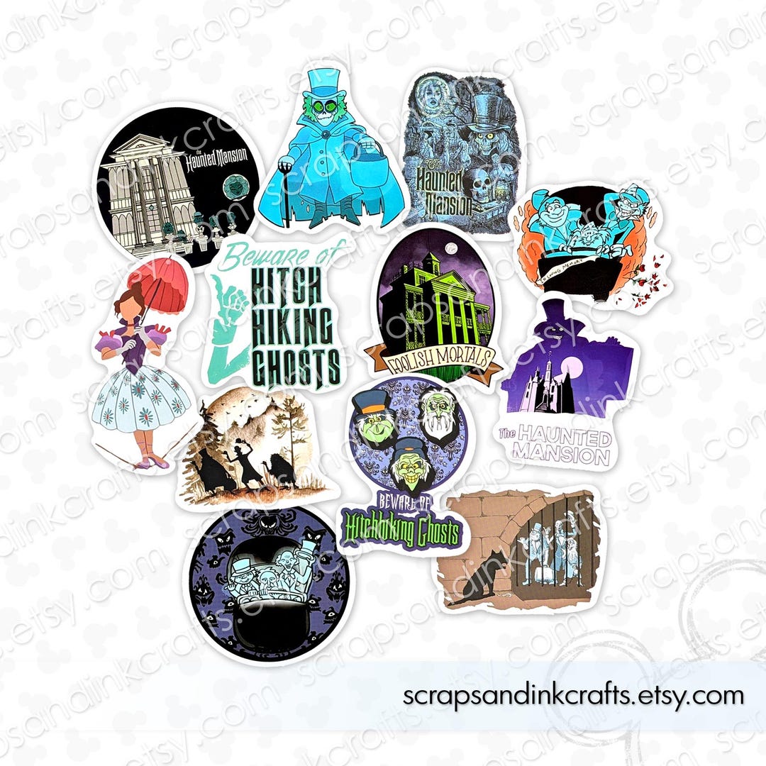 HAUNTED MANSION STICKERS Set 1 Set of 12 Water-resistant Stickers for ...