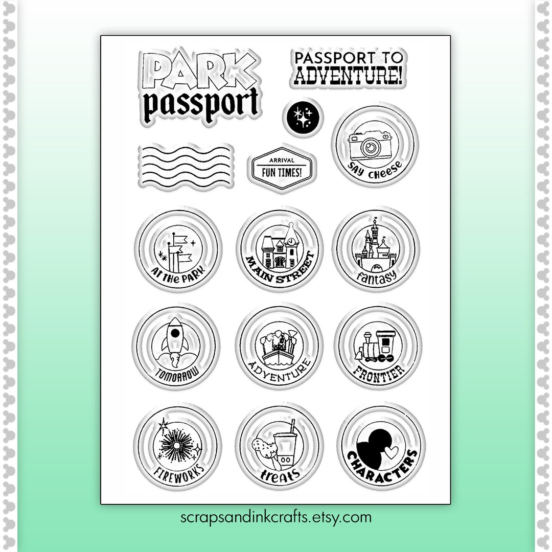 PARK PASSPORT Disney-inspired Clear Cling Mount Stamp Set for ...