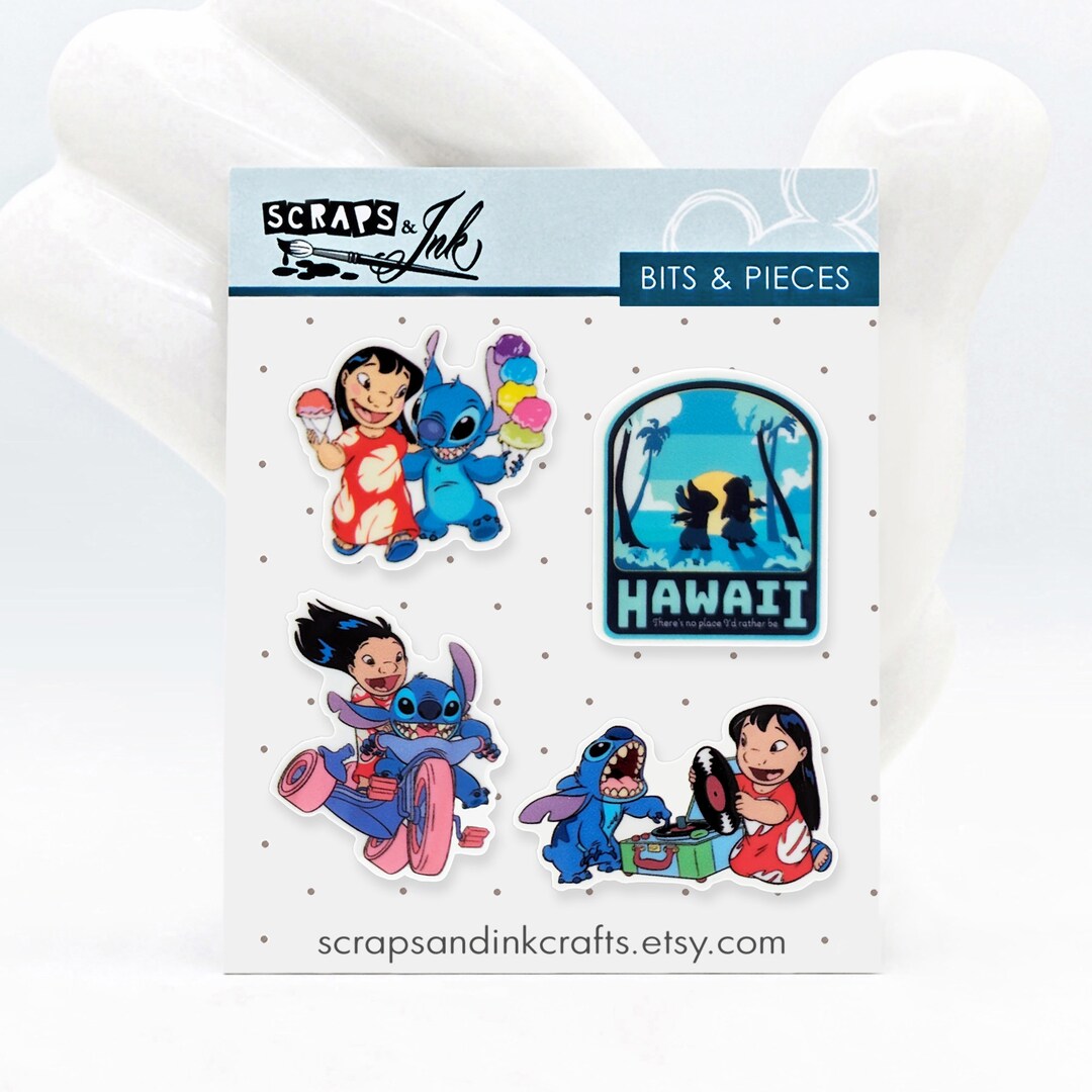 LILO & STITCH Set of 4 Acrylic (planar Resin) Embellishments for Disney ...
