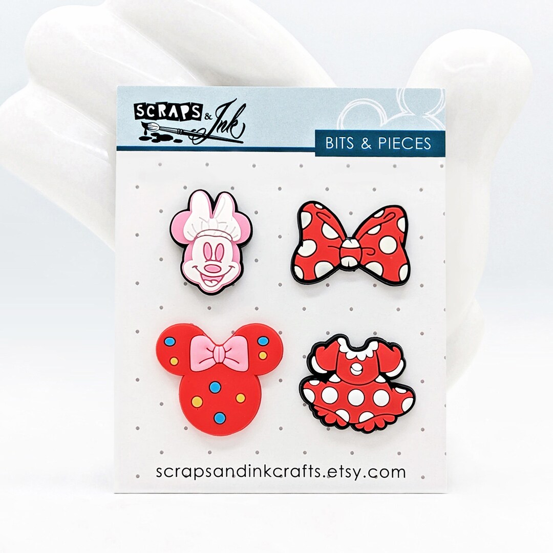 MINNIE PARTS- Set of 4 FLATBACK Silicone Charms for Crafts/accessories ...