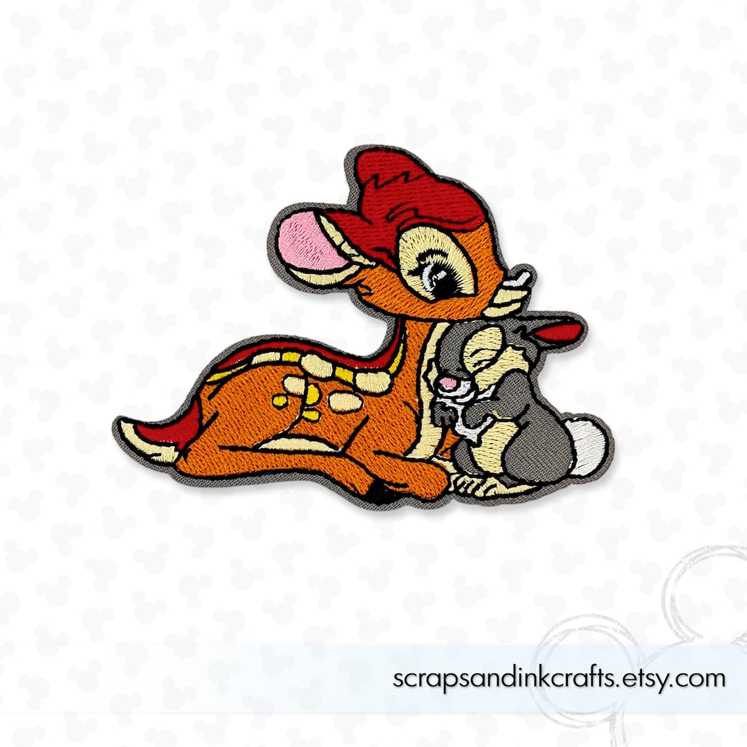 BAMBI & THUMPER Embroidered Iron-on Patch for Crafts, Gifts, Clothing ...