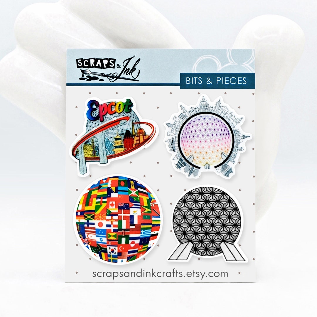 EPCOT Set of 4 Printed Acrylic (planar Resin) Embellishments for Disney ...