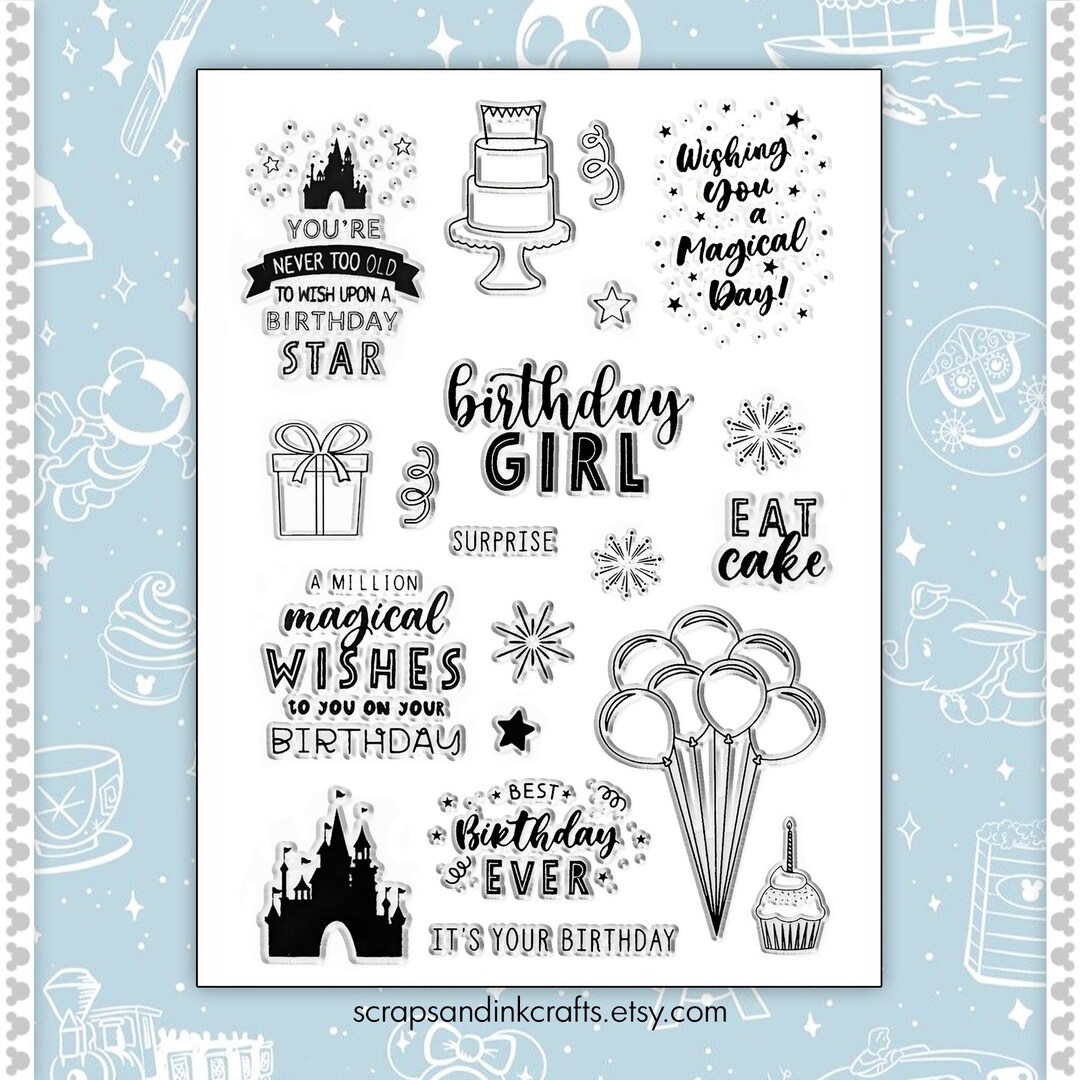 BIRTHDAY GIRL Clear Cling Mount Stamp Set for Disney-inspired ...