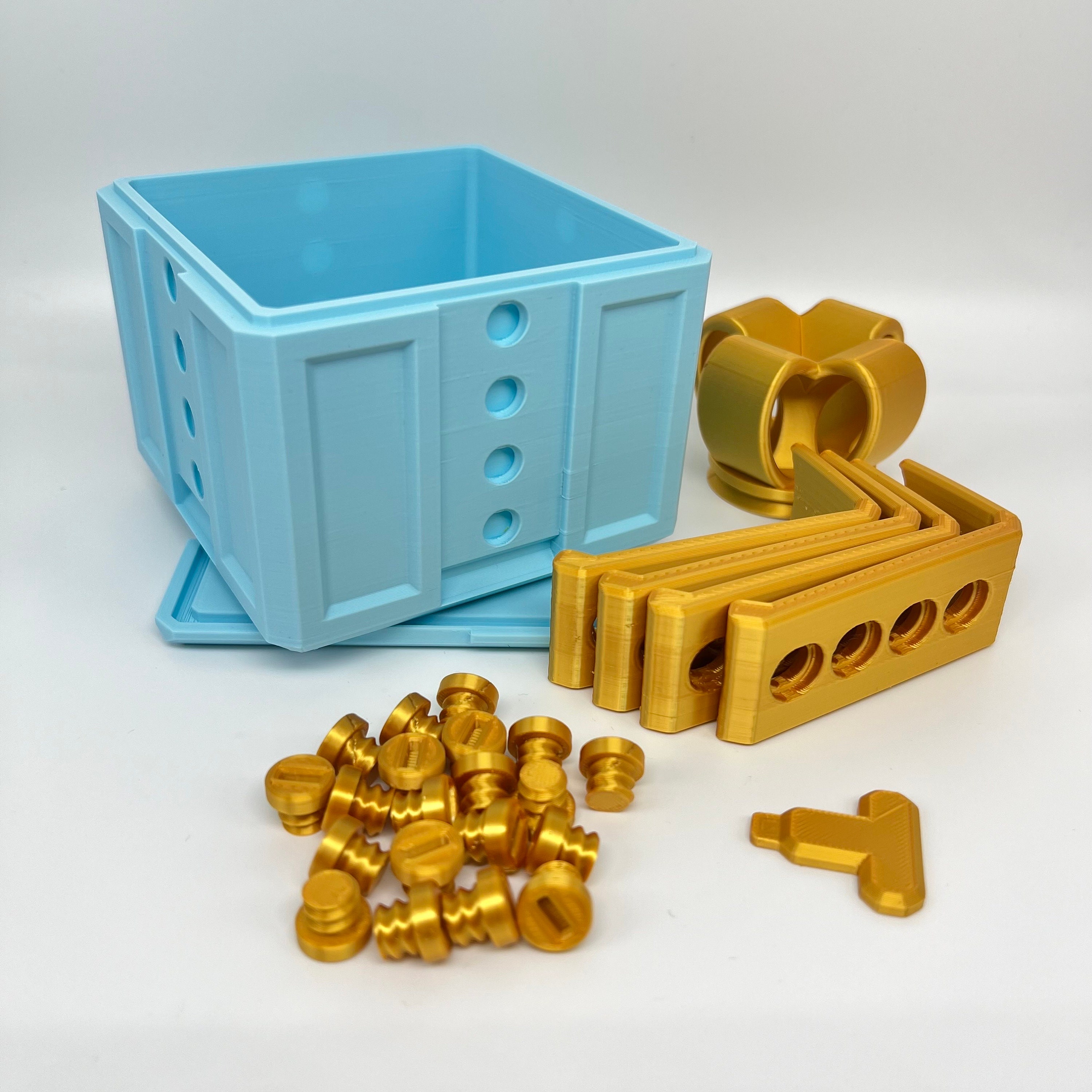 Annoying Gift Box 3D Printed Funny Prank Surprise Box Blue / Silk Gold ...