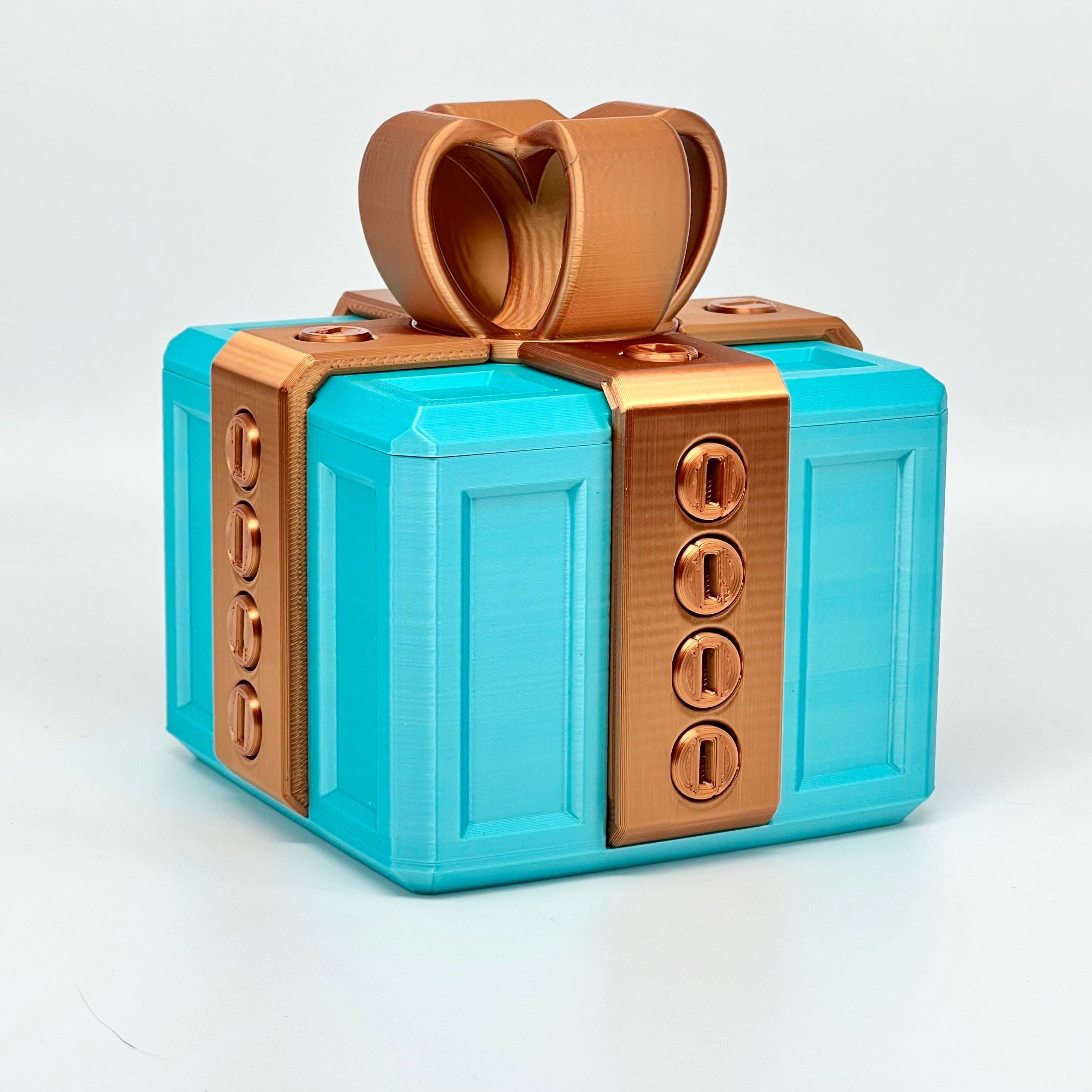 Annoying Gift Box - 3D Printed Funny Prank Surprise Box [silk Blue / Silk Bronze ] (20 Screws ...