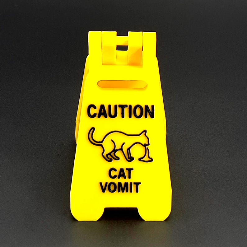 Funny 3D Printed Cat Vomit Warning Sign: Gag Gift for Cat Owners - Etsy
