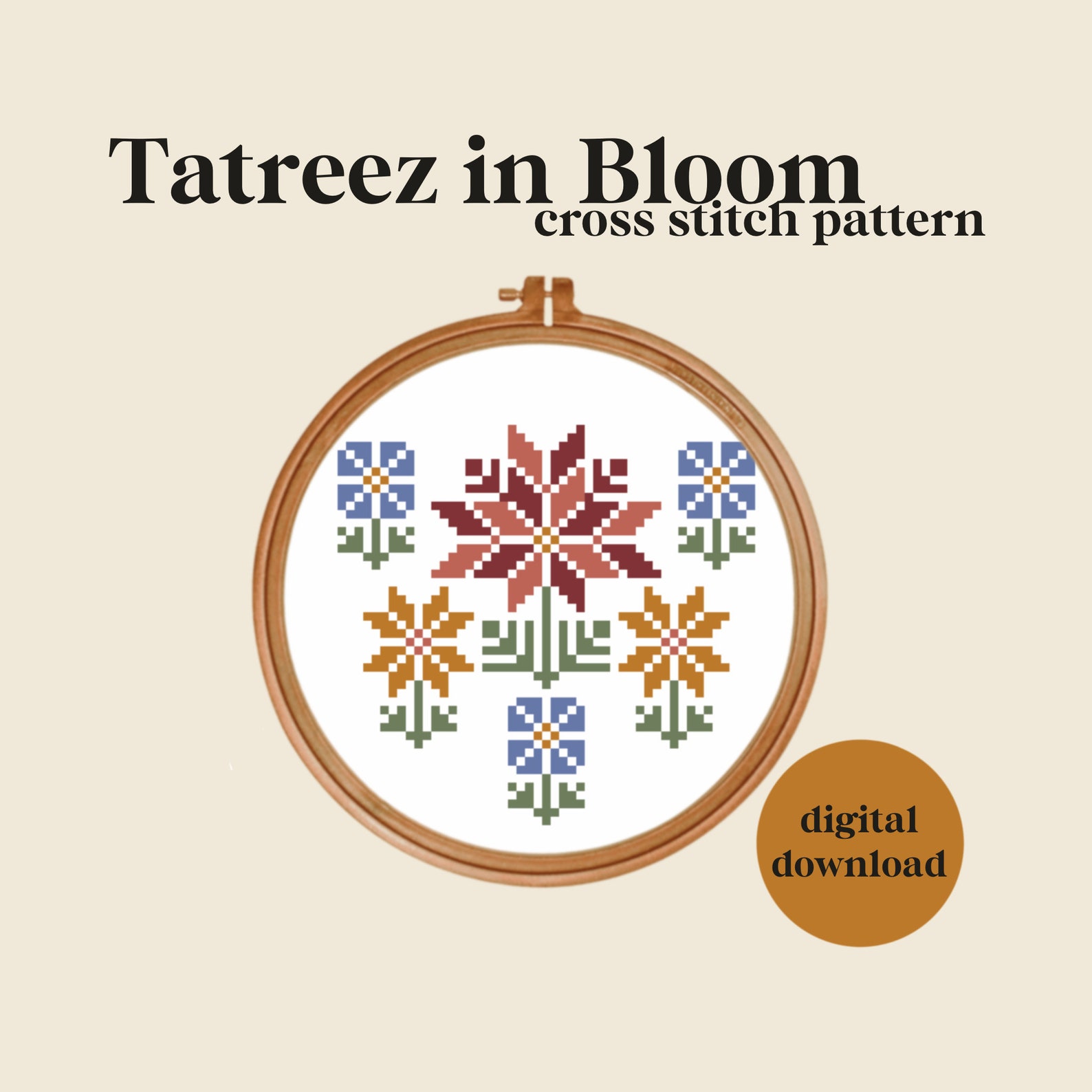 Tatreez in Bloom Cross Stitch Pattern | Tatreez Pattern | Hint of ...