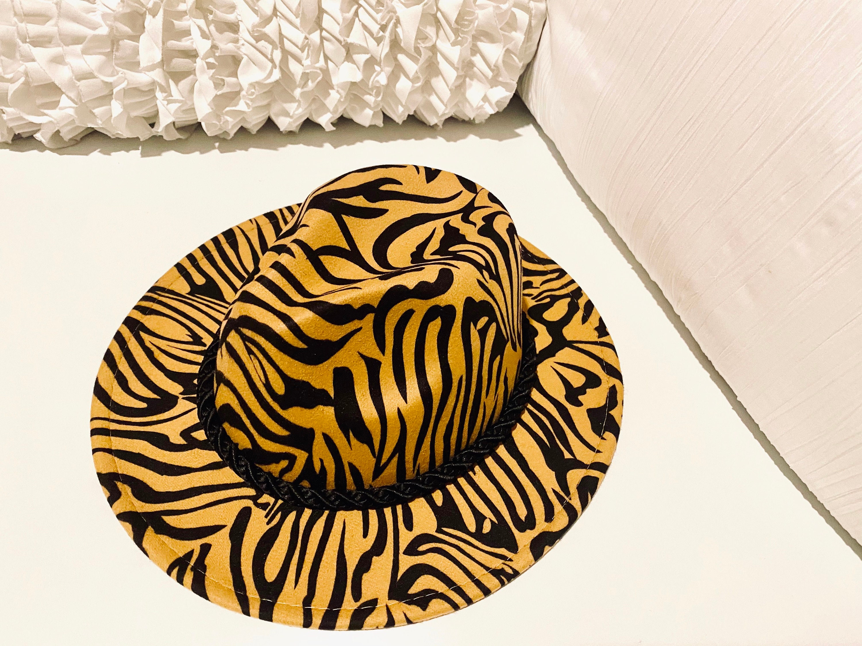 Caramel Zebra Print Fedora Hat - Etsy