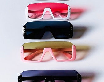 Y2K Vintage Rectangular Sunglasses. Sharp Edge Flat Top Design - Etsy UK