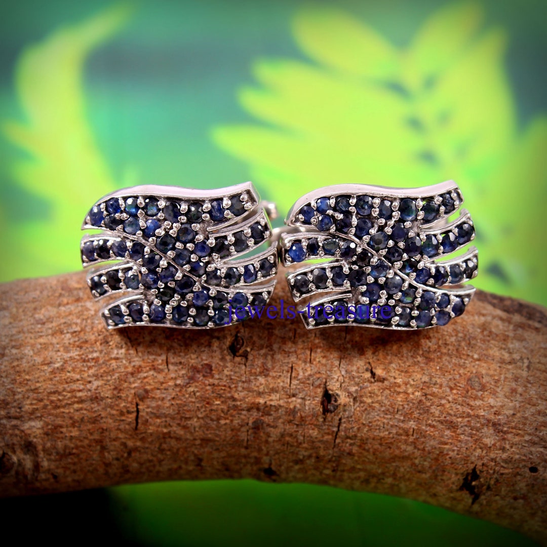 Sapphire Cufflinks, Sterling Silver Cufflinks, Blue Sapphire Cufflinks ...