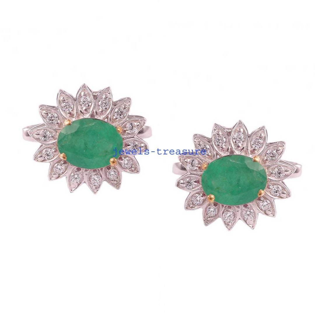 Emerald Cufflinks Silver Cufflinks Birth Stone Cufflinks - Etsy