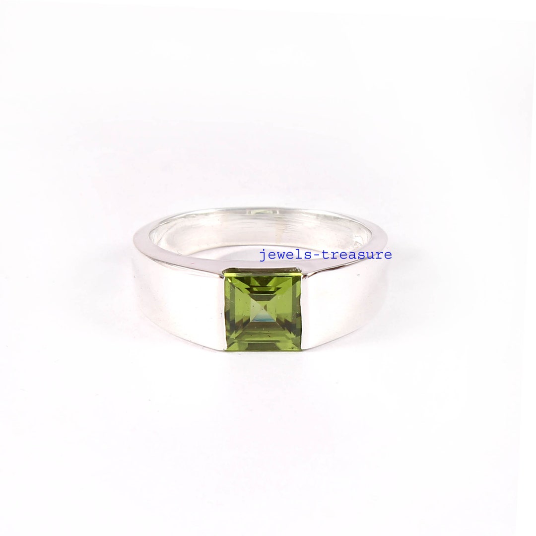 Peridot Ring Silver Men Ring Peridot Men Ring Natural - Etsy