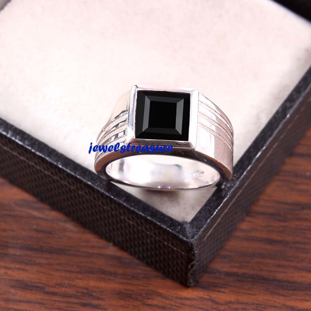 Black Onyx Ring, Silver Men Ring, Natural Onyx Ring, Black Onyx Men ...