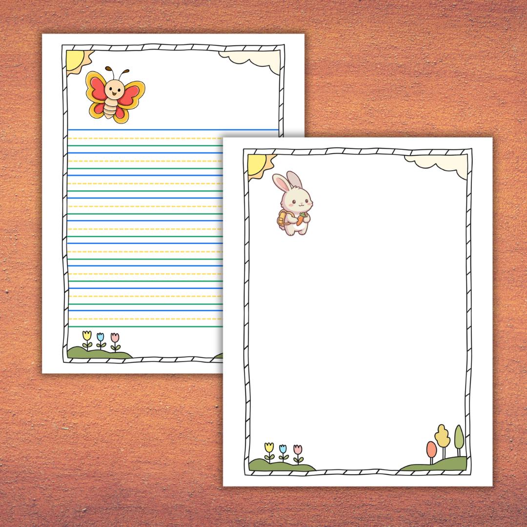 Printable Spring Themed Writing Paper for Preschool, Kindergarten ...