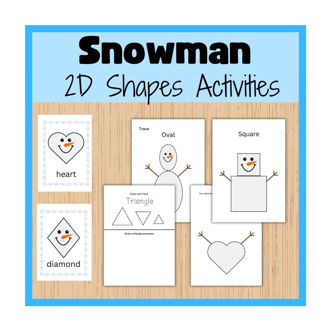 Winter 2D Shapes Matching Tracing Preschool Kindergarten Math ...