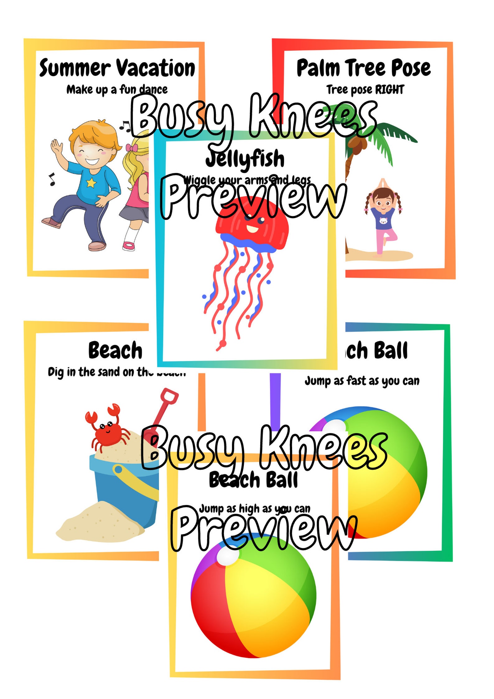 Summer Movement Break Cards, Brain Break Cards, Movement Break ...