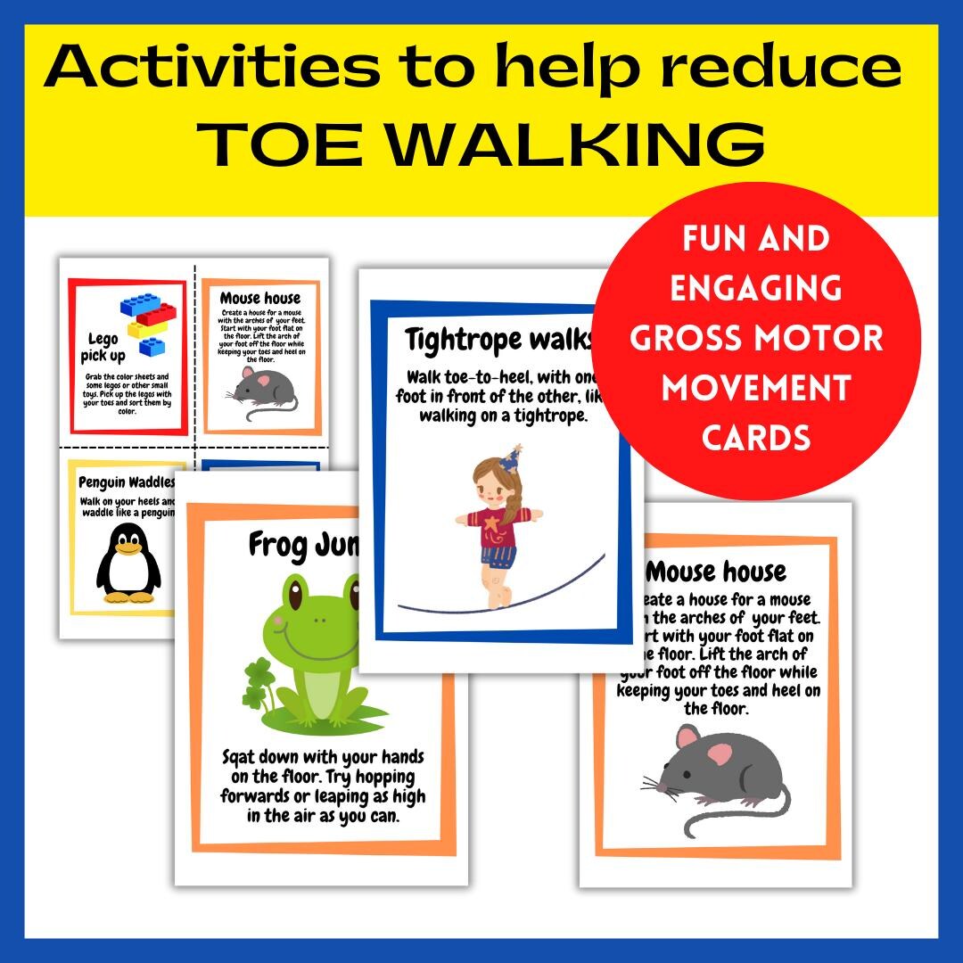 Movement Cards With Gross Motor Skill for Toe Walkers Brain Break ...