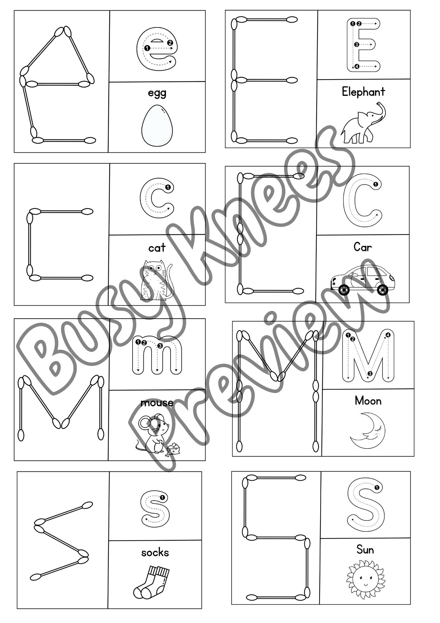Alphabet Worksheets: Cotton Swab Fine Motor Skills Trace Letter of the ...