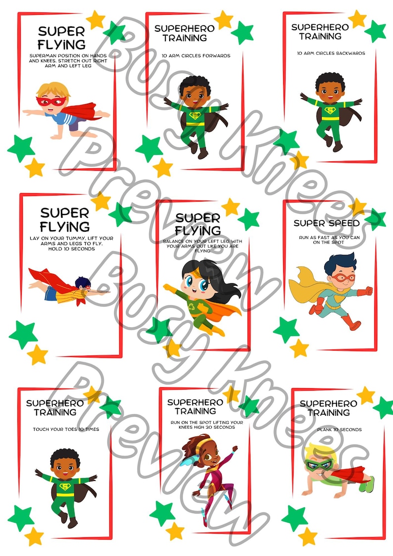 Superhero Movement Cards, Kids Fitness and PE Game - Etsy