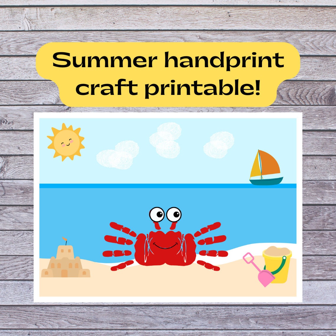 Summer Handprint Craft, Printable Handprint Art, Daycare Activity ...