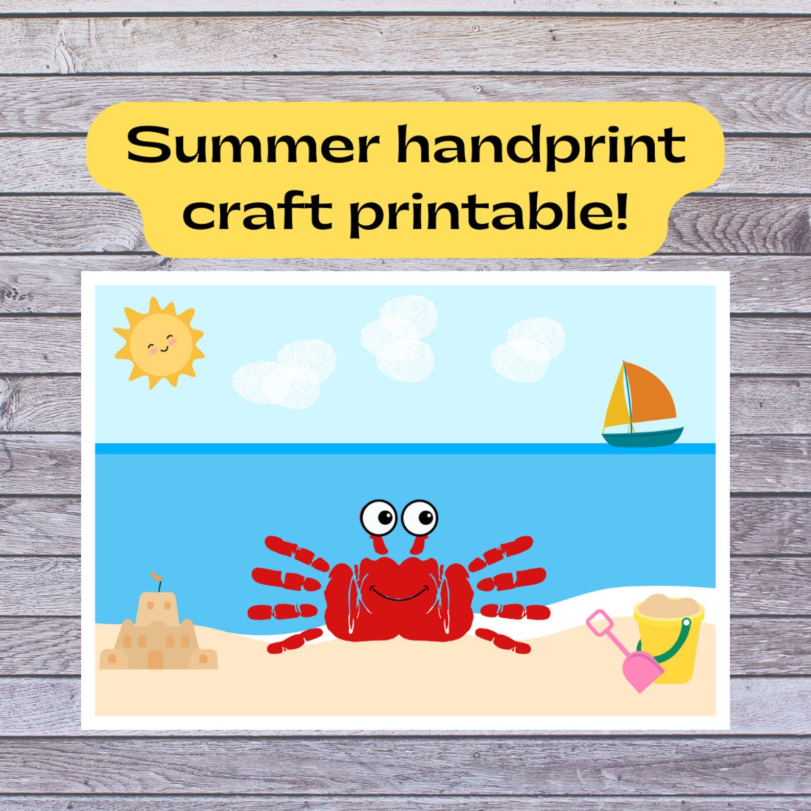 Summer Handprint Craft, Printable Handprint Art, Daycare Activity ...