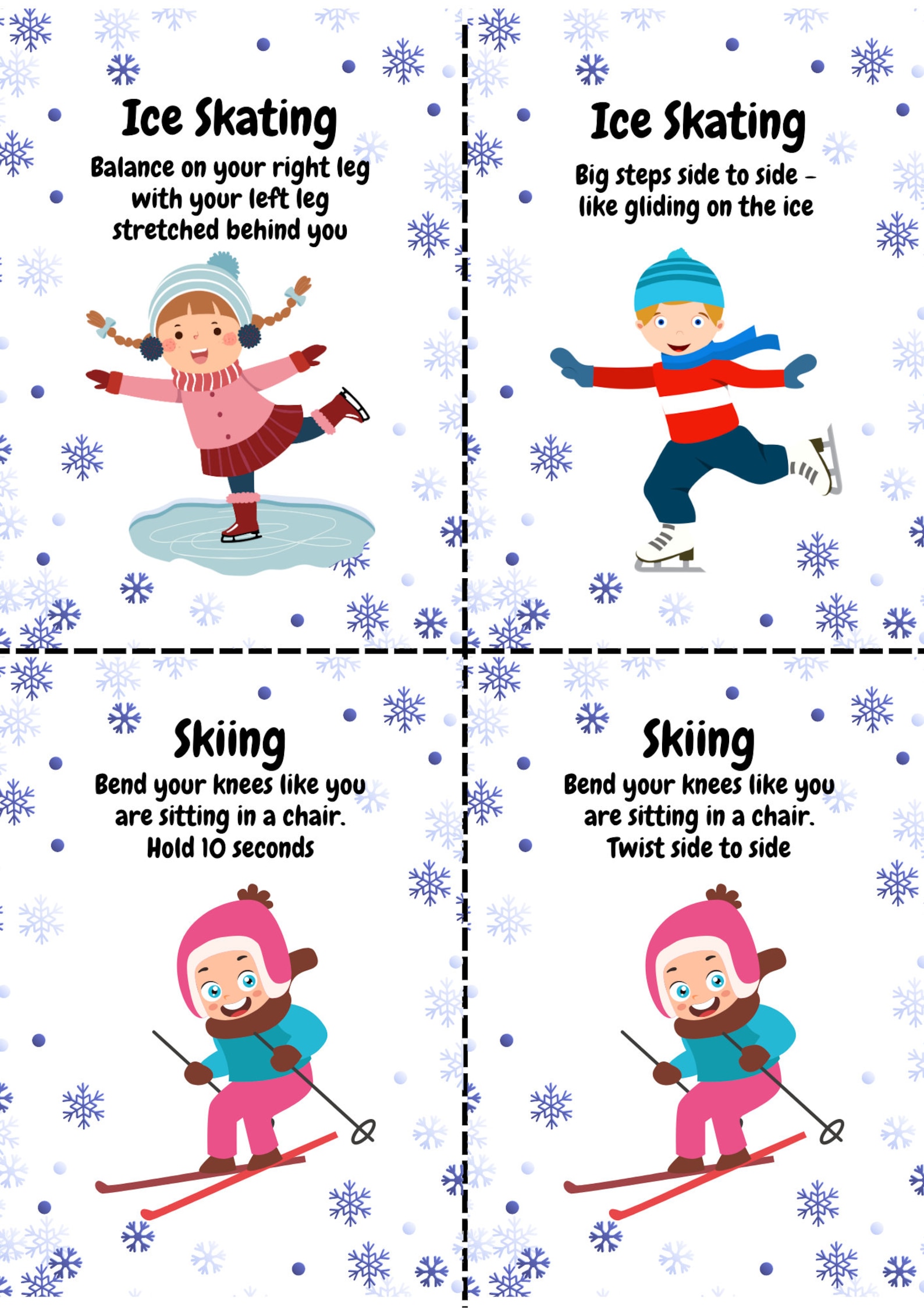 Winter Movement Break Cards, Brain Break Cards, Movement Break ...