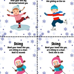 Winter Movement Break Cards, Brain Break Cards, Movement Break ...