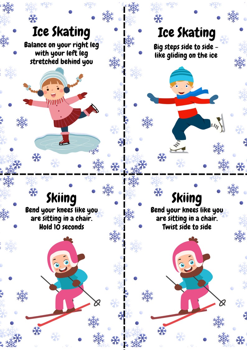 Winter Movement Break Cards, Brain Break Cards, Movement Break ...