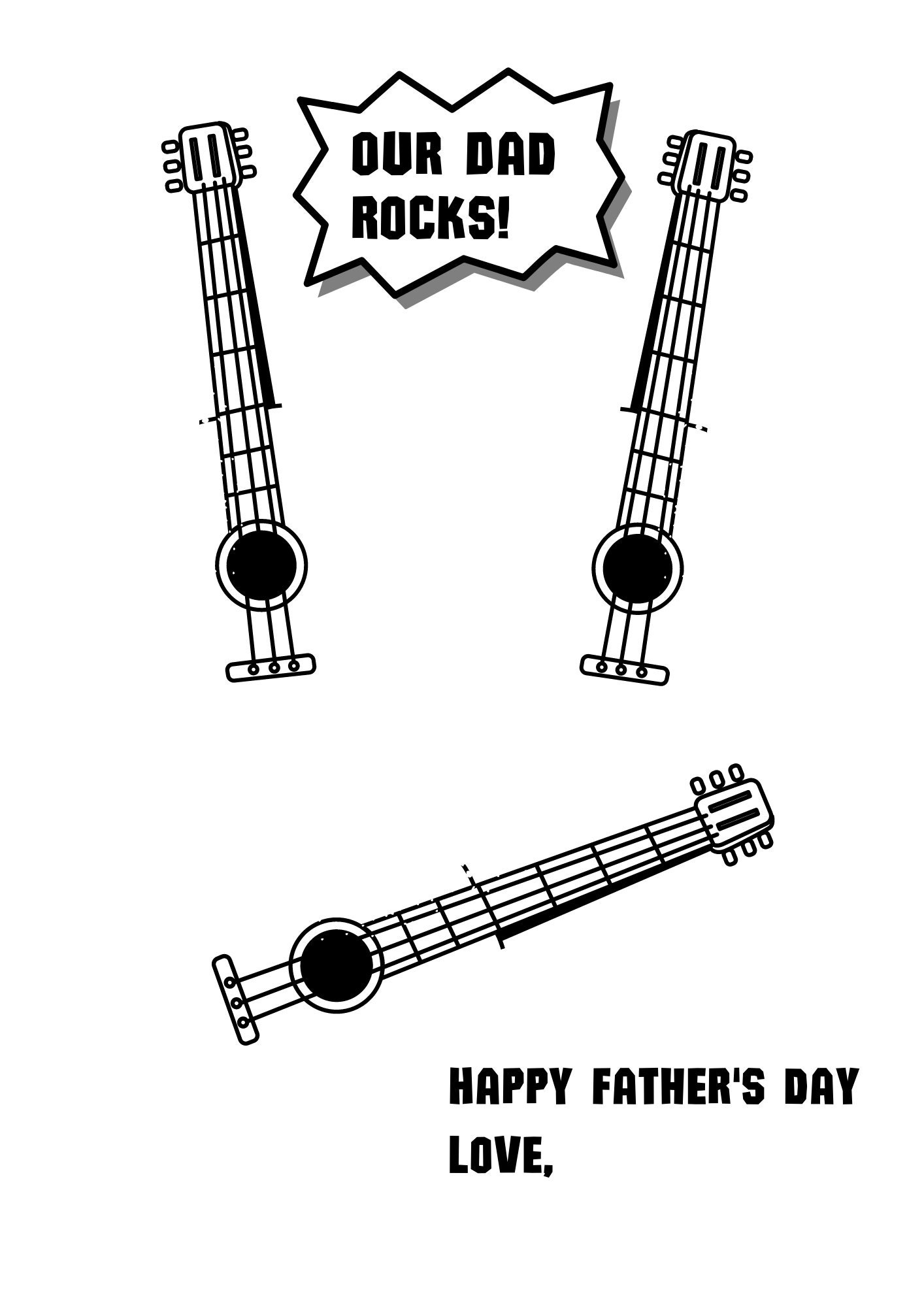 Father's Day Gift Hand Print Our Dad Rocks Printable for Dad Daddy DIY ...